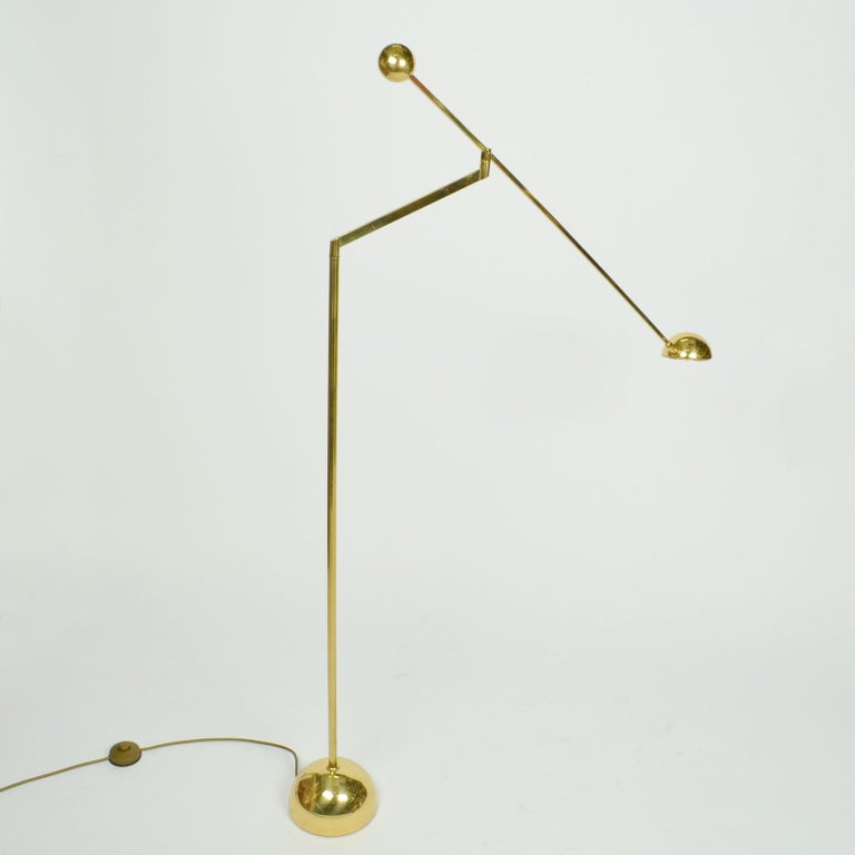 Pair of Minimal Brass Counter Balance Floor Lamps, 1970s For Sale at ...
