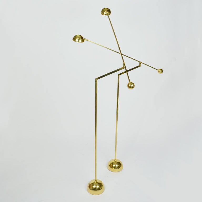 Pair of Minimal Brass Counter Balance Floor Lamps, 1970s For Sale at ...