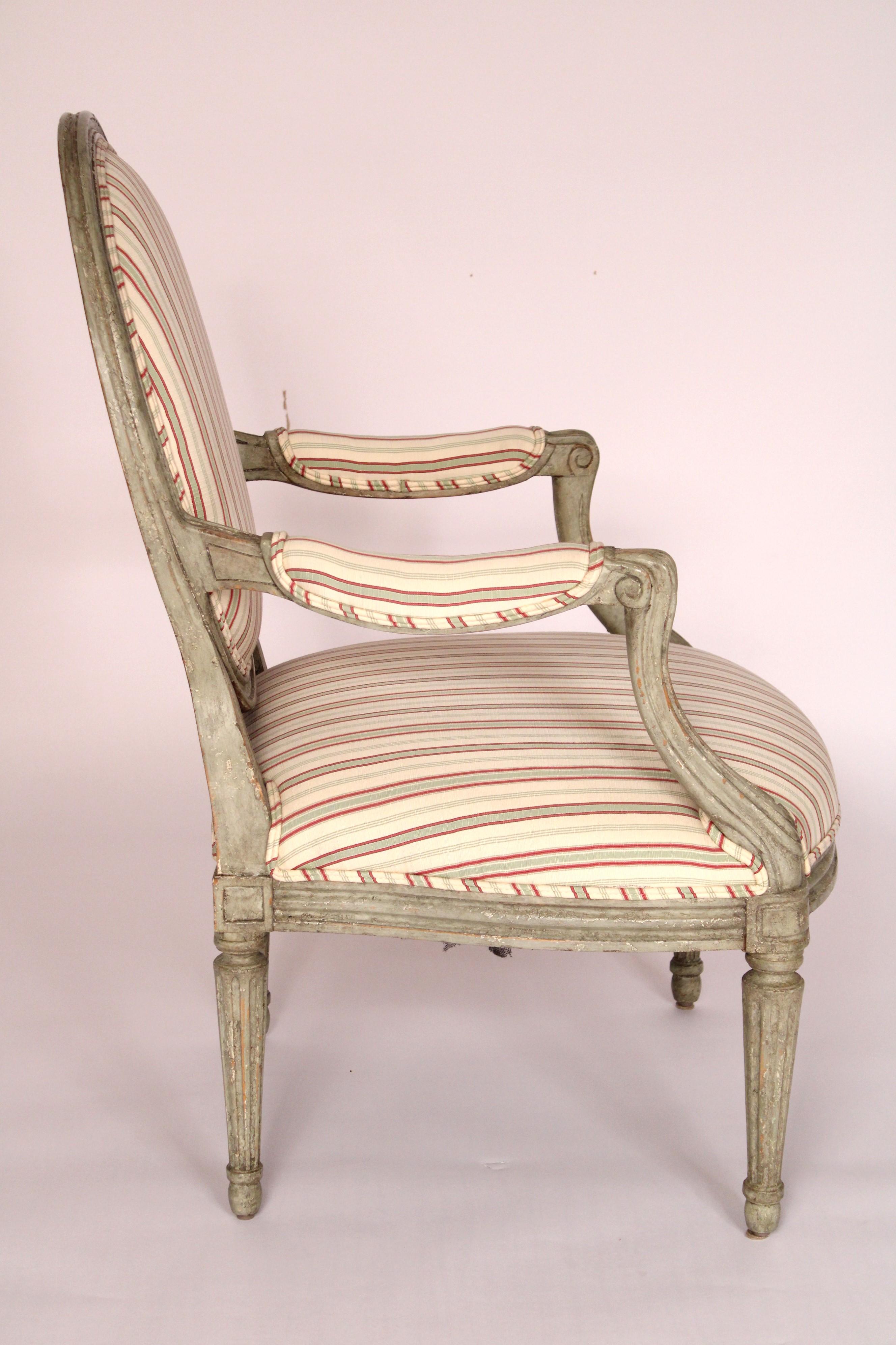 Pair of Minton Spidel Louis XVI Style Grisaille Painted Armchairs For ...