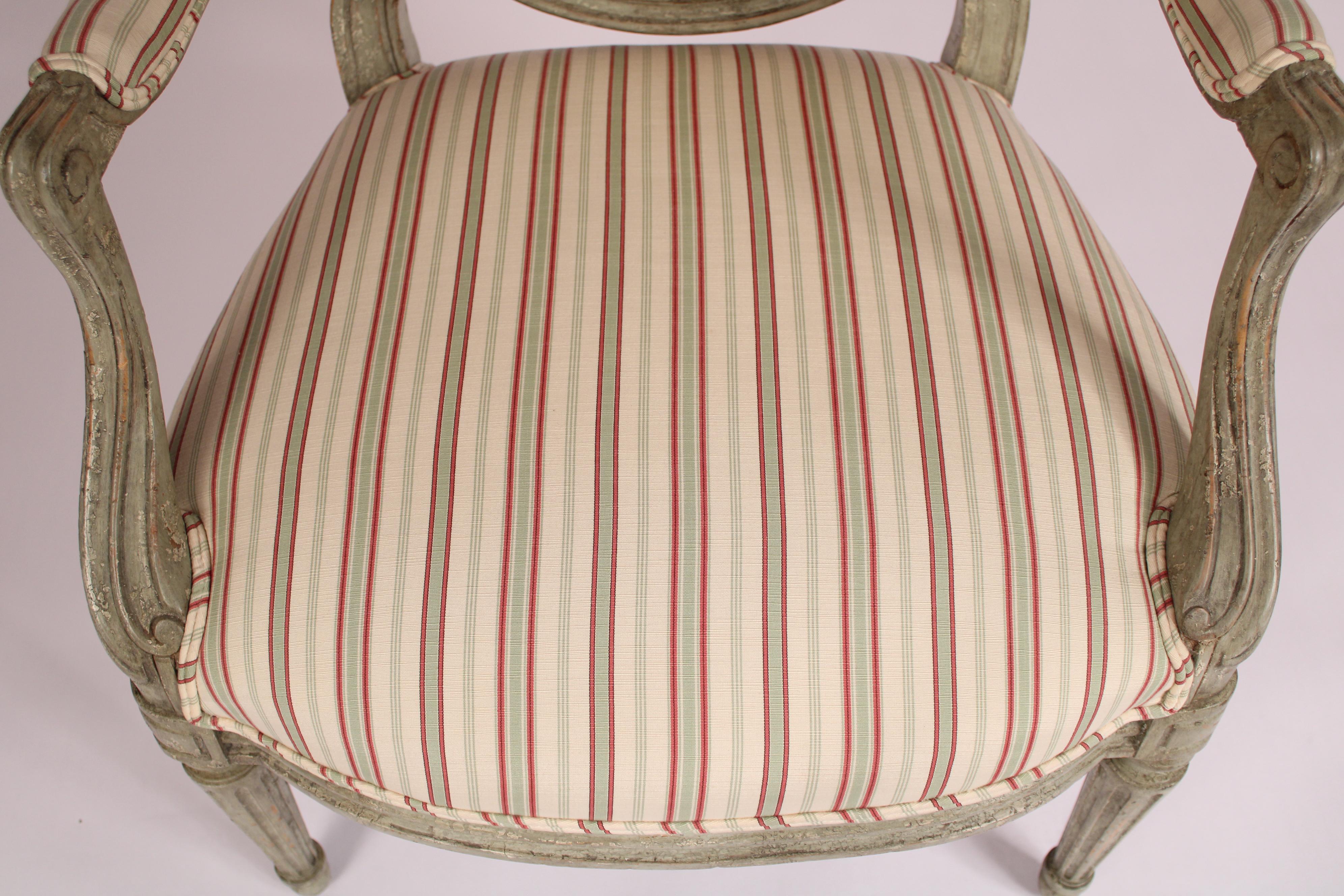 Pair of Minton Spidel Louis XVI Style Grisaille Painted Armchairs For ...