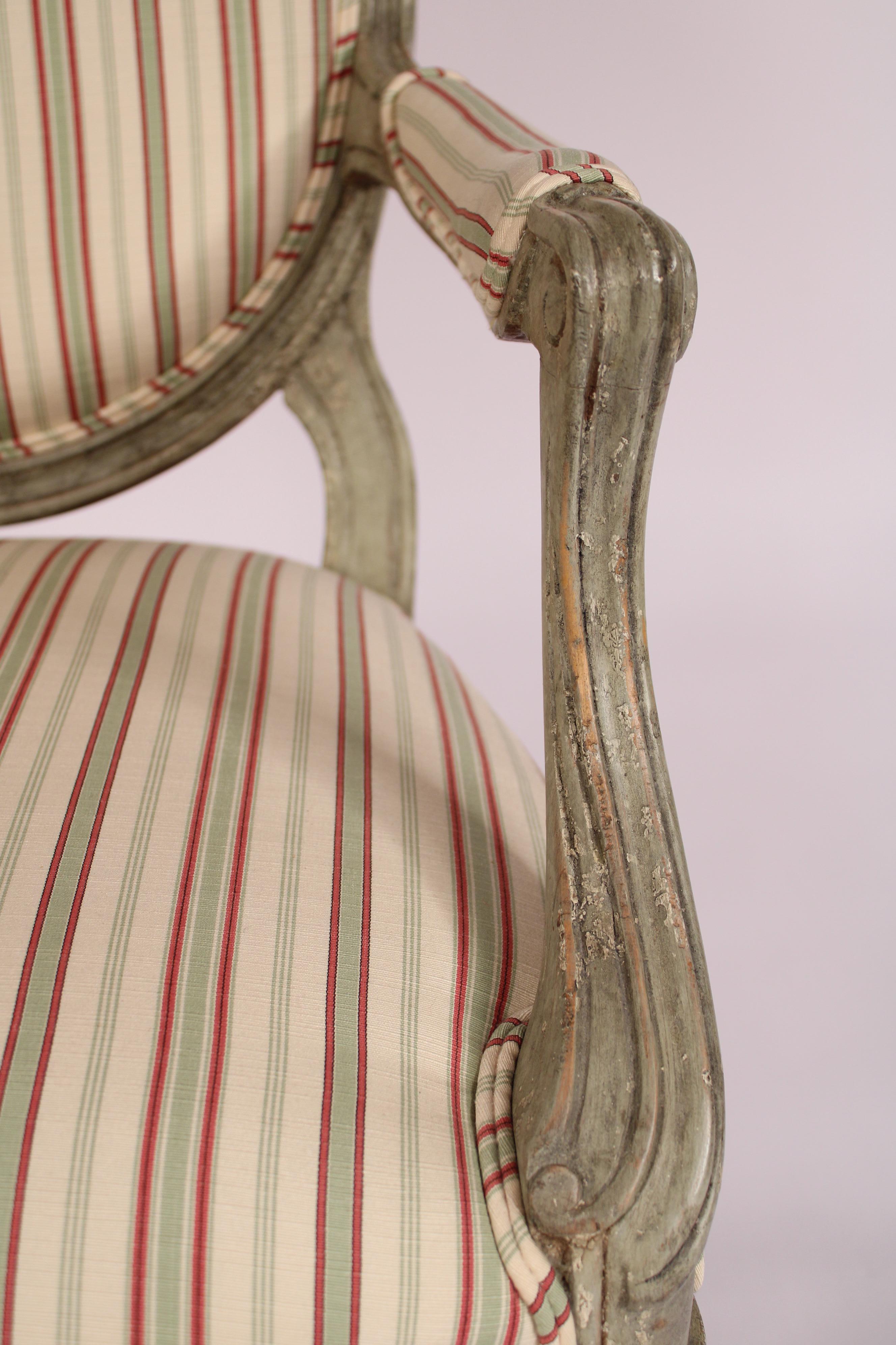 Pair of Minton Spidel Louis XVI Style Grisaille Painted Armchairs For ...