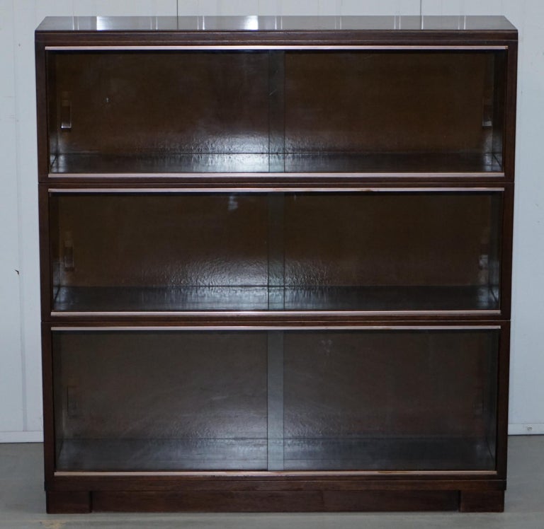 Pair of Minty Oxford Modular Stacking Mahogany Library Bookcases Glass ...