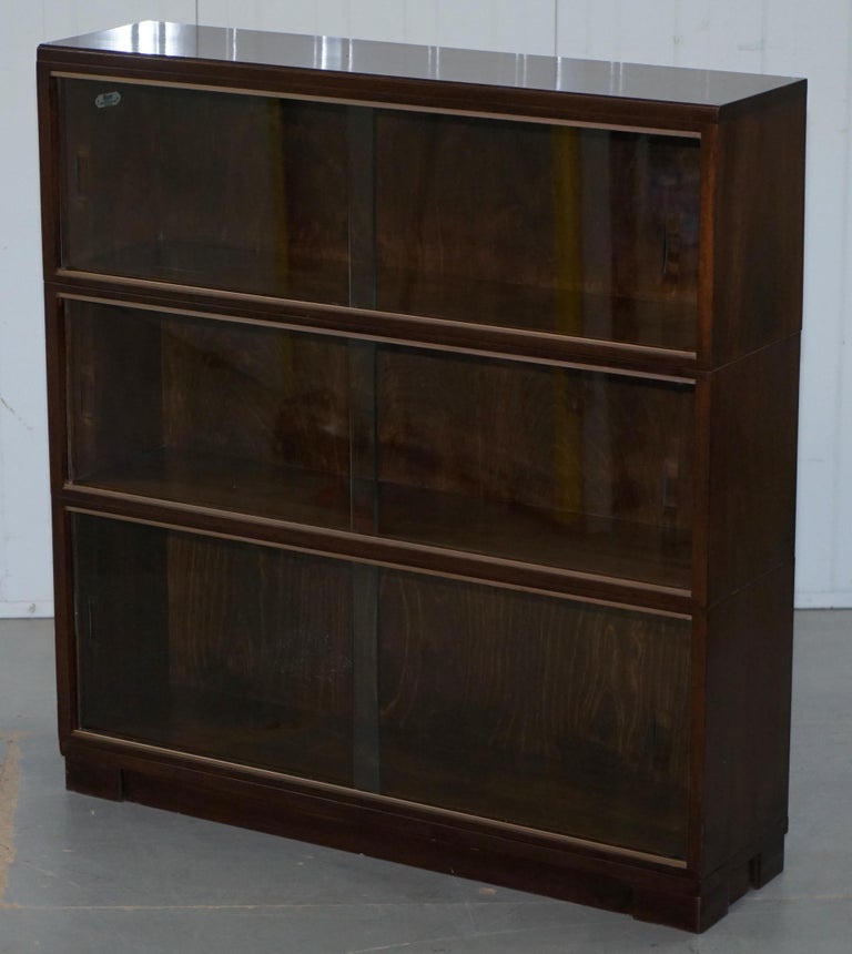 Pair of Minty Oxford Modular Stacking Mahogany Library Bookcases Glass ...