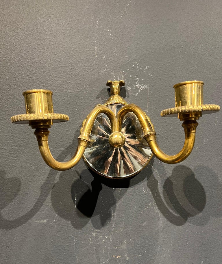 Pair of Mirrored Backplate Sconces, Circa 1920s For Sale at 1stDibs