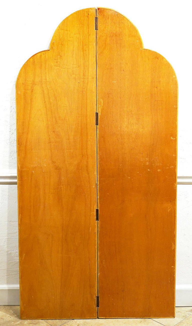 Pair of Mirrored Bamboo Rattan Palm Tree Folding Screens Style of Vivai ...