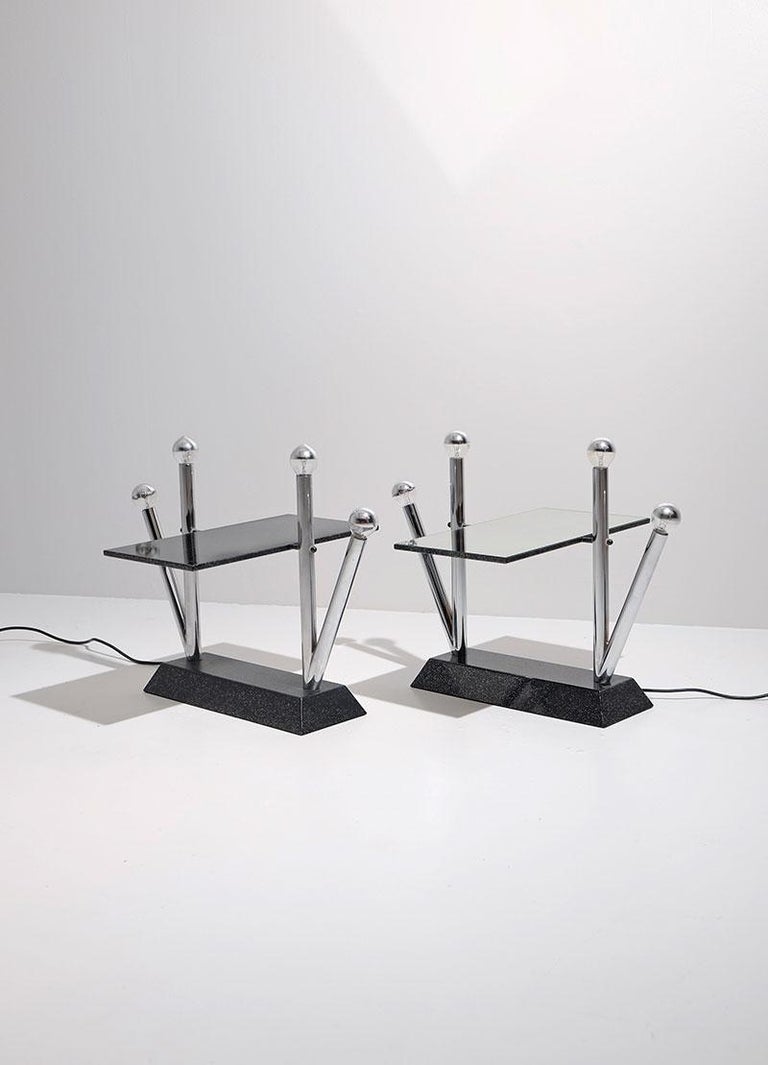 Pair of Mirrors / Table Lamps Designed by Anna Anselmi for Bieffeplast ...