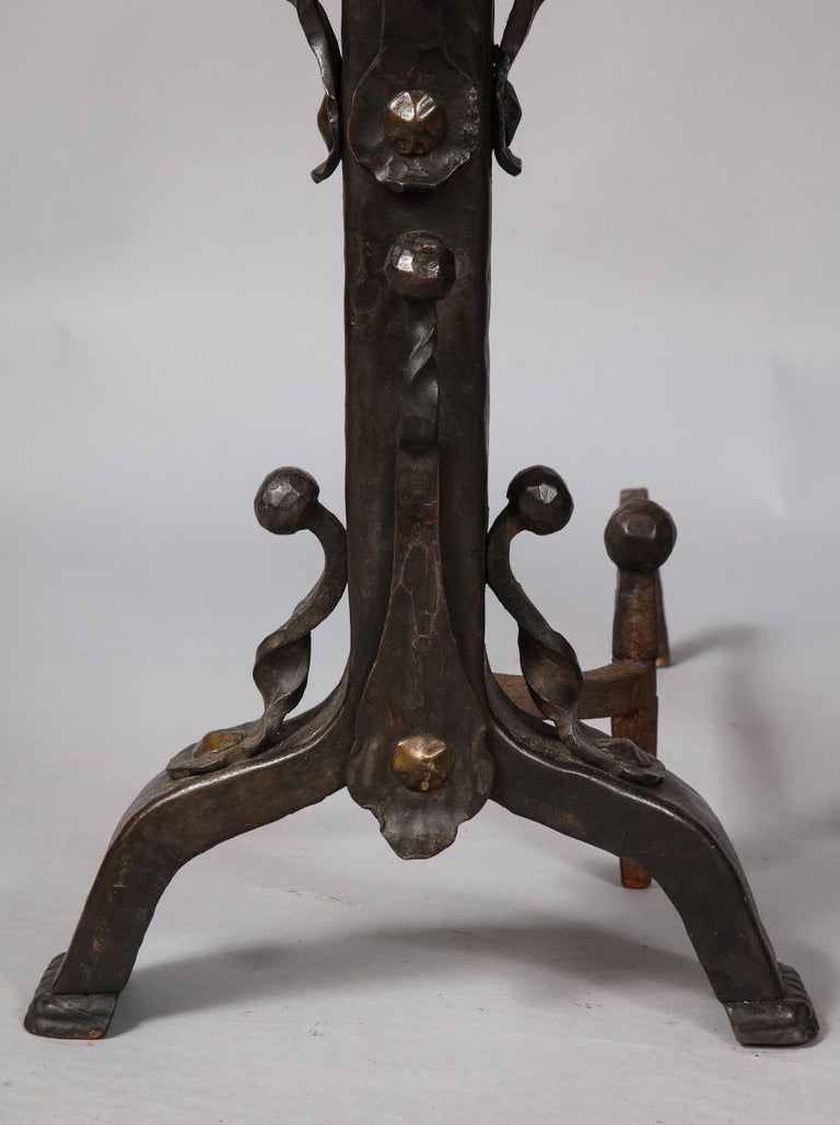 Pair of Mixed Metal Andirons For Sale at 1stDibs