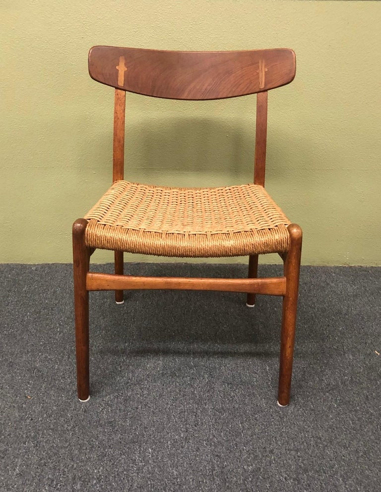 Pair of Model CH-23 Dining Chairs with Rope Seats by Hans Wegner for ...