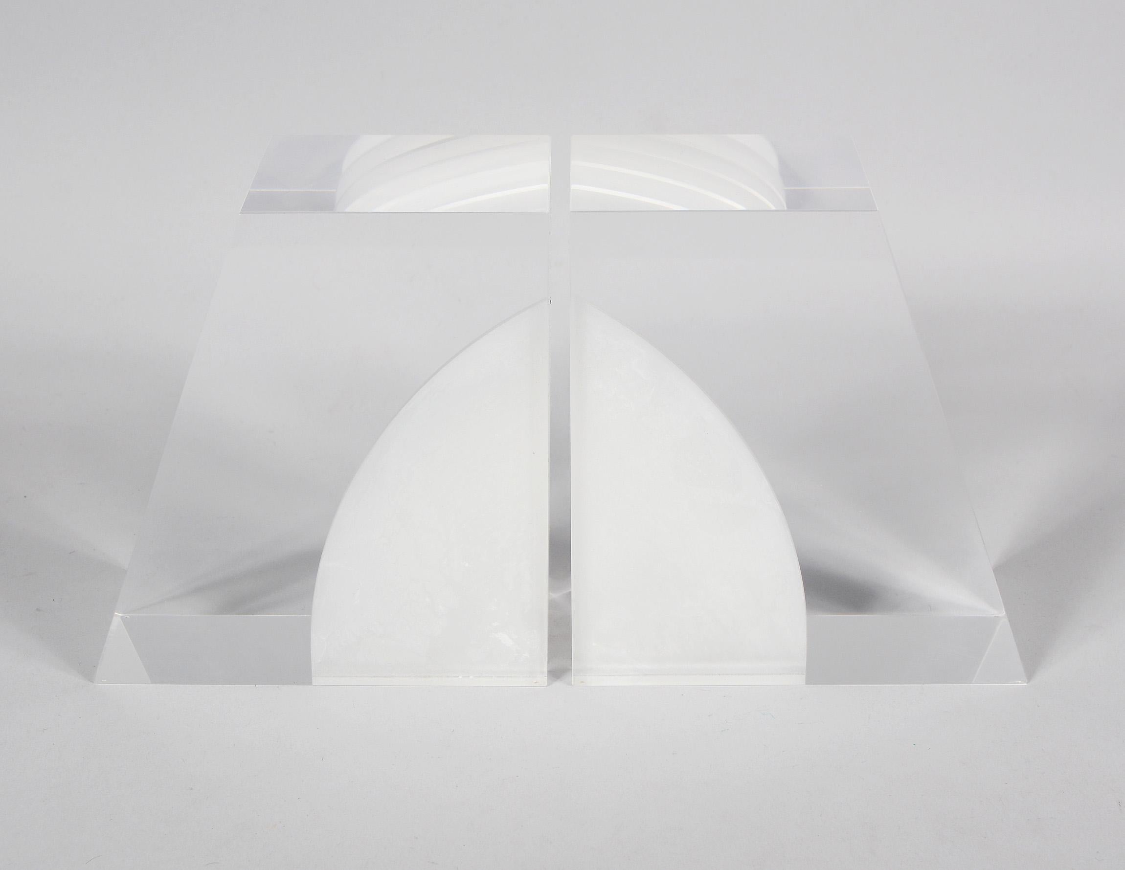 Pair of Modern Acrylic Lucite Bookends at 1stDibs
