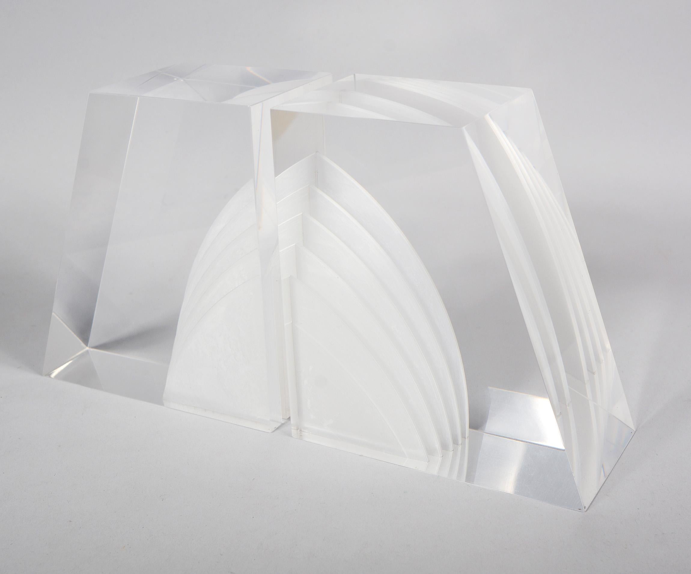 Pair of Modern Acrylic Lucite Bookends at 1stDibs