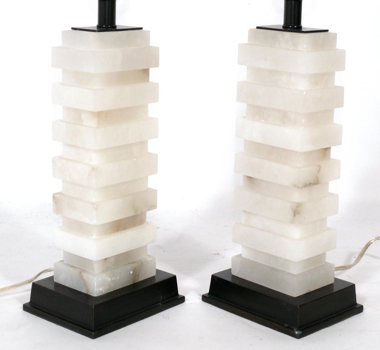 Pair of Modern Alabaster Lamps attributed to Visual Comfort For Sale at ...