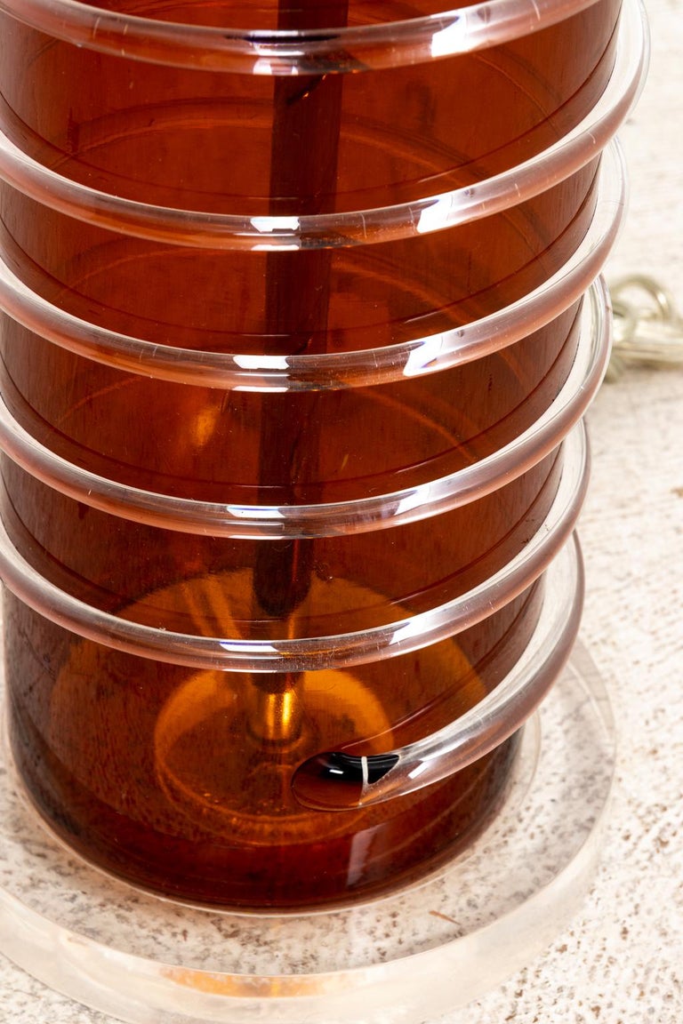 Pair of Modern Amber Glass Lamps For Sale at 1stDibs