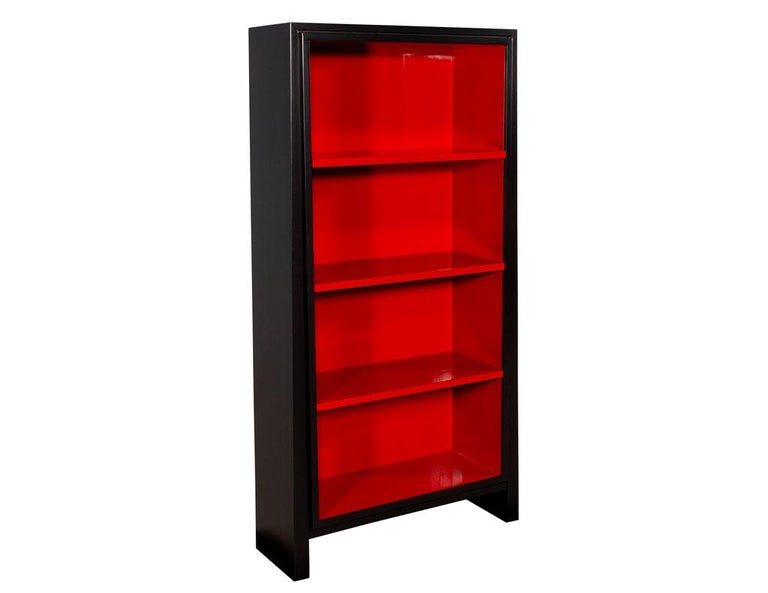 Pair of Modern Black and Ruby Bookcases at 1stDibs