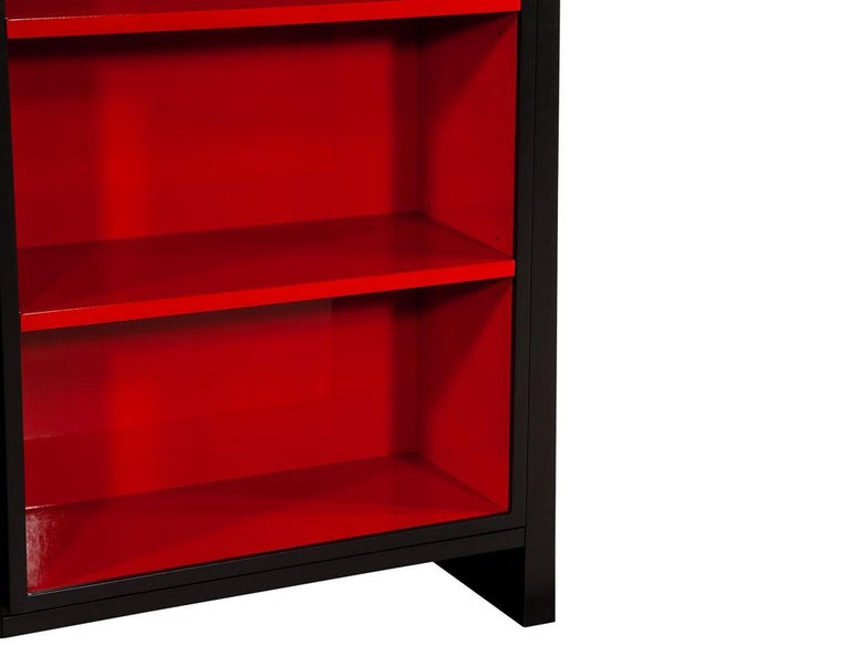 Pair of Modern Black and Ruby Bookcases at 1stDibs