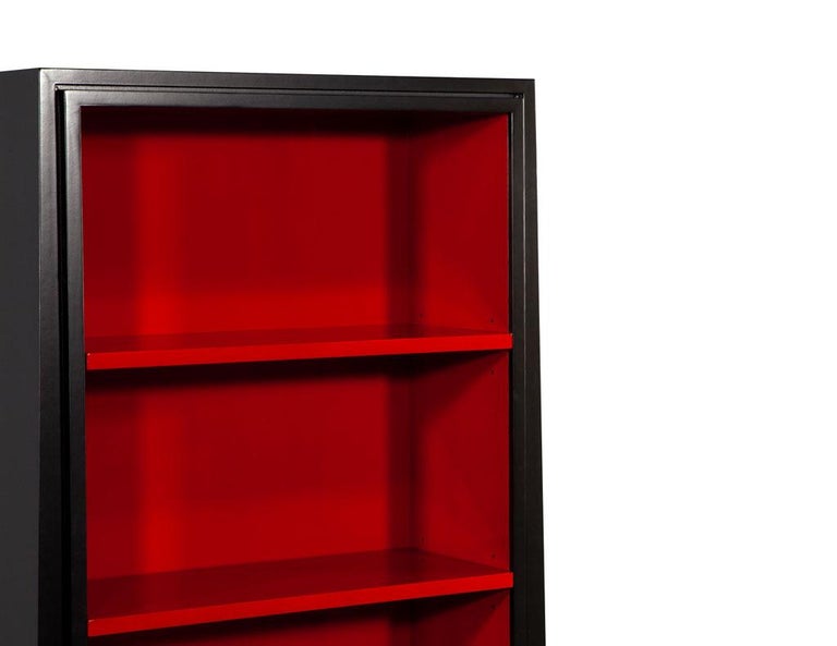 Pair of Modern Black and Ruby Bookcases at 1stDibs