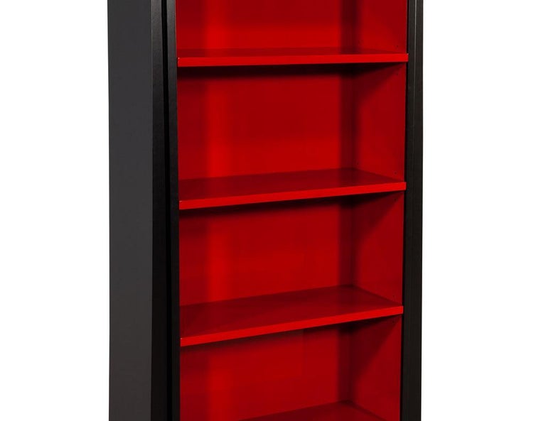 Pair of Modern Black and Ruby Bookcases at 1stDibs