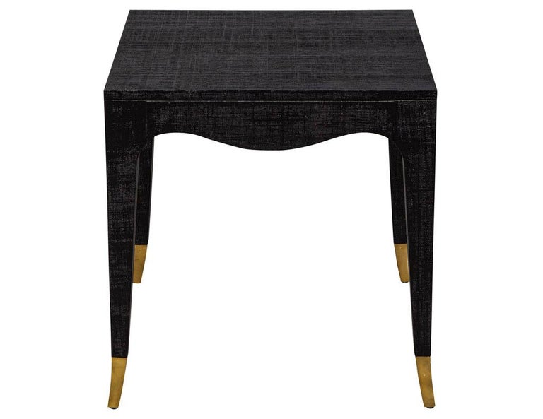 Pair of Modern Black Linen Clad Side Tables For Sale at 1stDibs