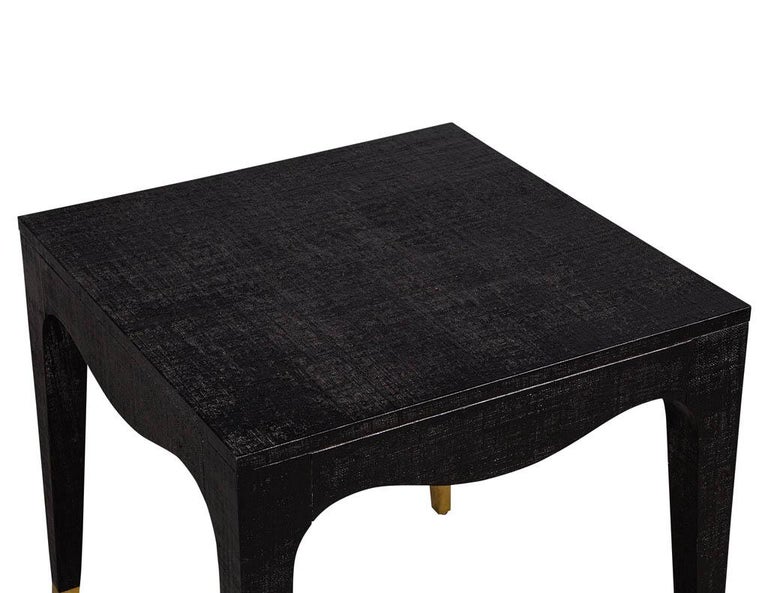Pair of Modern Black Linen Clad Side Tables For Sale at 1stDibs