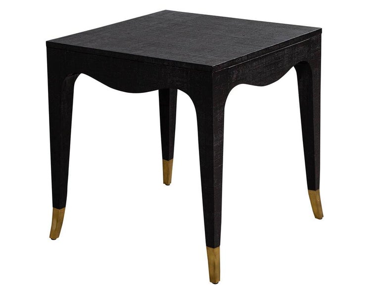 Pair of Modern Black Linen Clad Side Tables For Sale at 1stDibs
