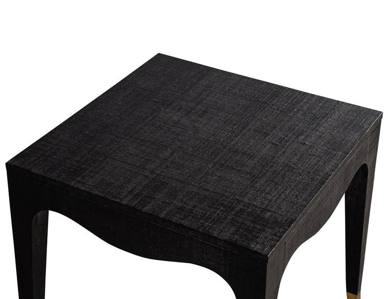 Pair of Modern Black Linen Clad Side Tables For Sale at 1stDibs