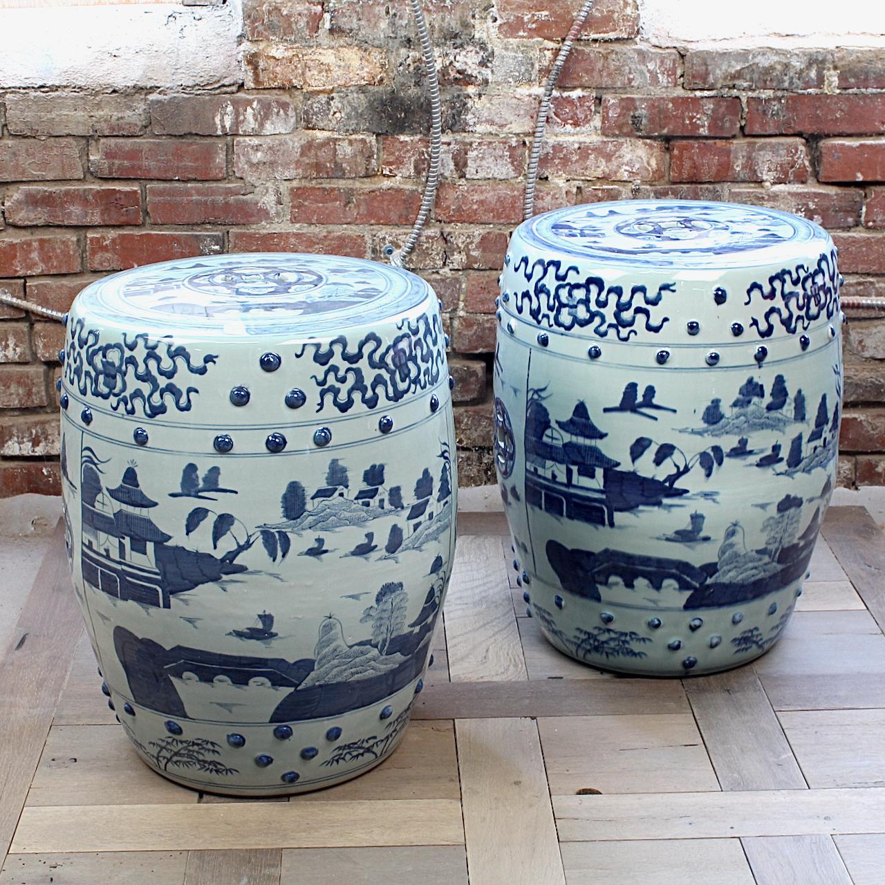 Pair of Modern Canton Chinese Export Porcelain Garden Seats at 1stDibs ...