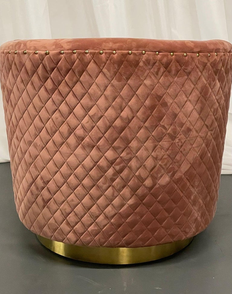 Pair of Modern Chanel Style Swivel / Lounge Chairs, Tufted Barrel Back ...