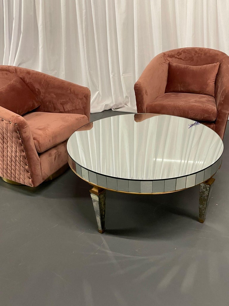 Pair of Modern Chanel Style Swivel / Lounge Chairs, Tufted Barrel Back ...