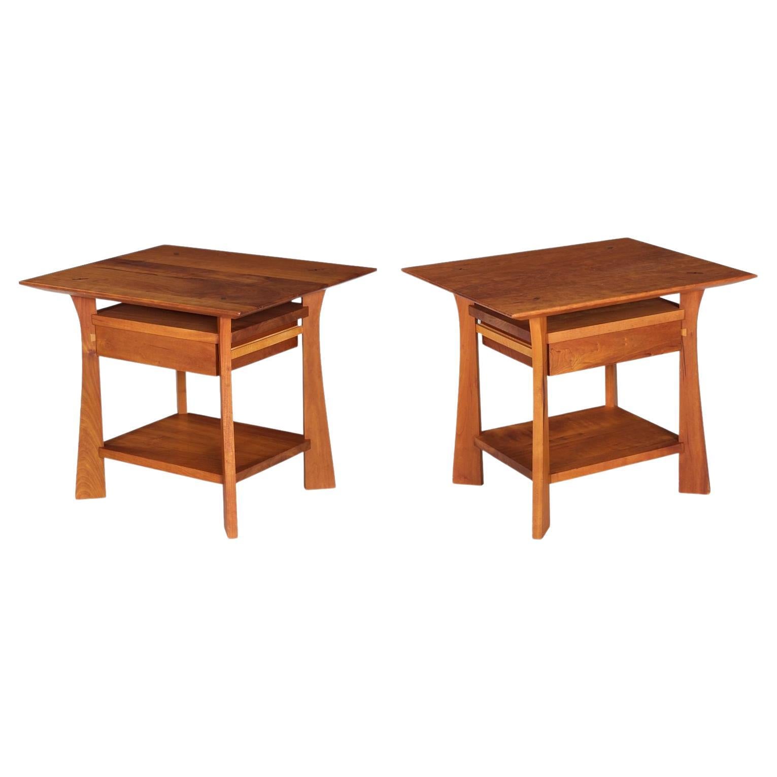 Pair of Modern Cherry Nightstand Tables by Hardwood Artisans circa 2003 ...