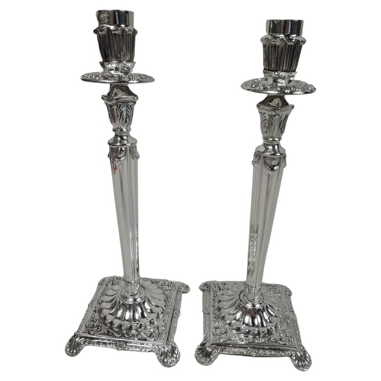 Pair of Modern Classical Sterling Silver Candlesticks by Camusso For ...