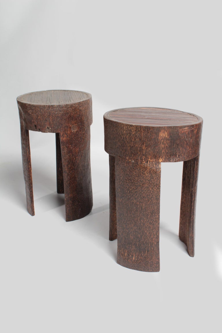 Pair of Modern Coconut Trunk Stool by Lou Zeldis For Sale at 1stDibs