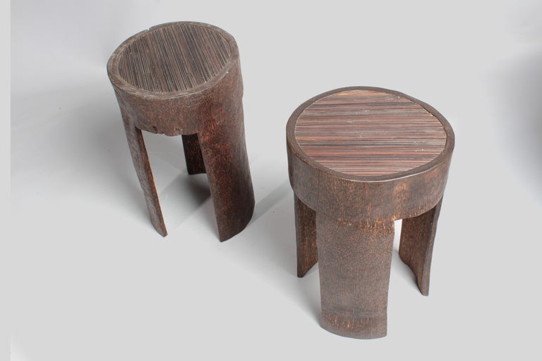 Pair of Modern Coconut Trunk Stool by Lou Zeldis For Sale at 1stDibs