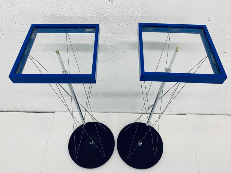 Pair of Modern Contemporary Tension Wire Pedestal Tables For Sale at ...
