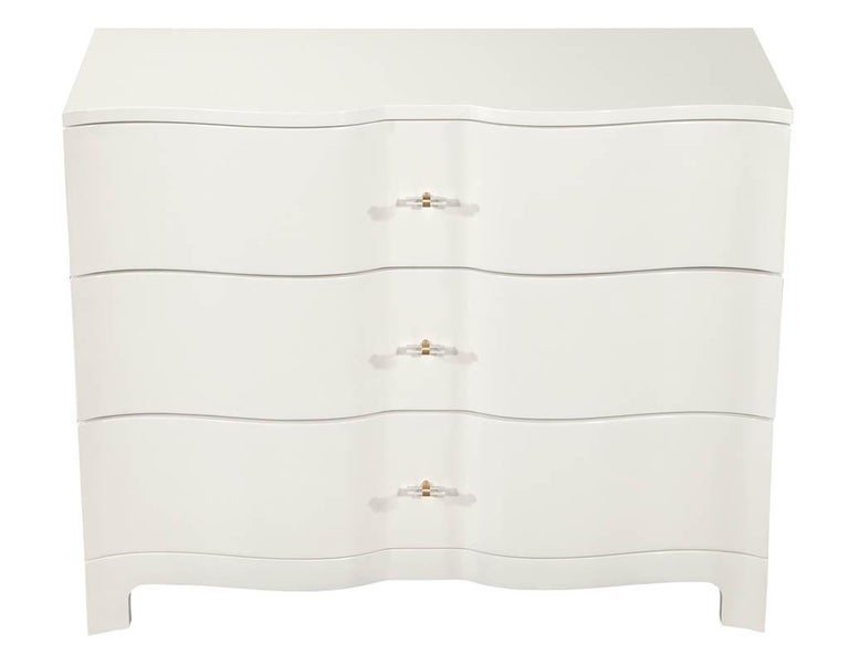 Pair of Modern Cream Chests with Curved Fronts For Sale at 1stDibs