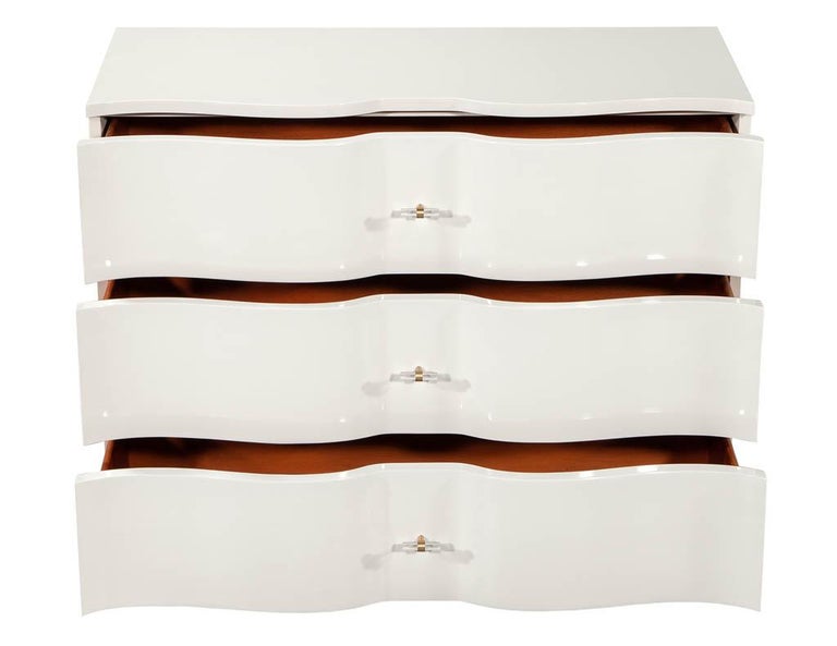 Pair of Modern Cream Chests with Curved Fronts For Sale at 1stDibs