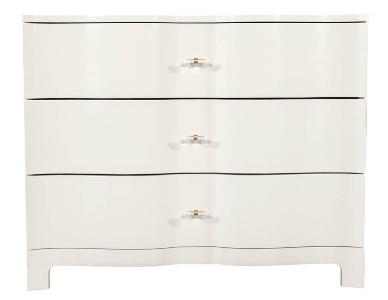 Pair of Modern Cream Chests with Curved Fronts For Sale at 1stDibs