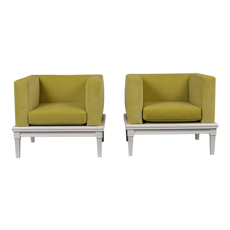 Pair of Modern Cube Lounge Chairs For Sale at 1stDibs