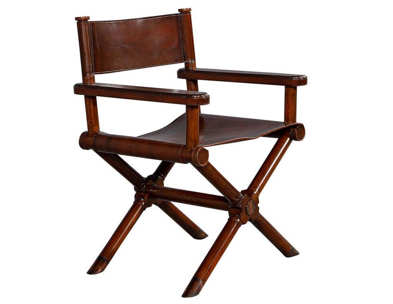 Pair of Modern Directors Chairs in Distressed Leather at 1stDibs