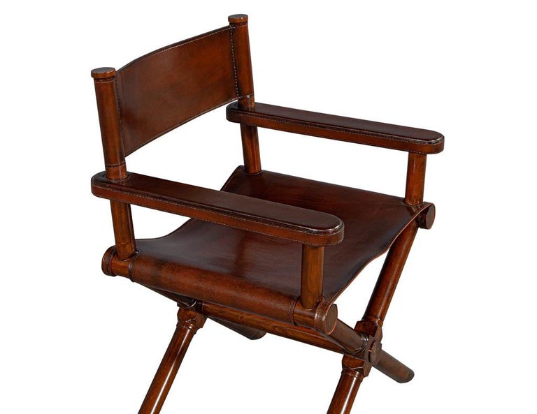 Pair of Modern Directors Chairs in Distressed Leather at 1stDibs
