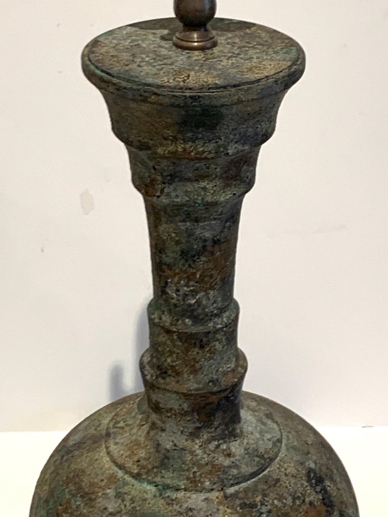 Pair of Modern French Acid Washed Bronze Lamps For Sale at 1stDibs