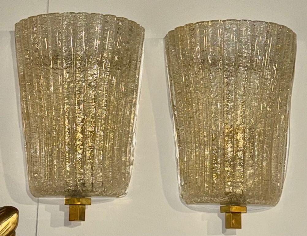 Pair of Modern Gold "Granola" Murano Glass Shell Form Sconces For Sale ...
