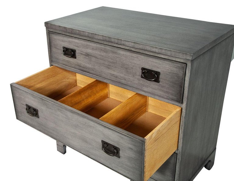 Pair of Modern Grey Distressed Chests by Kittinger For Sale at 1stDibs