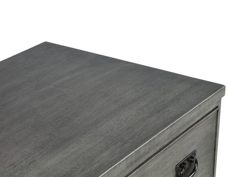 Pair of Modern Grey Distressed Chests by Kittinger For Sale at 1stDibs