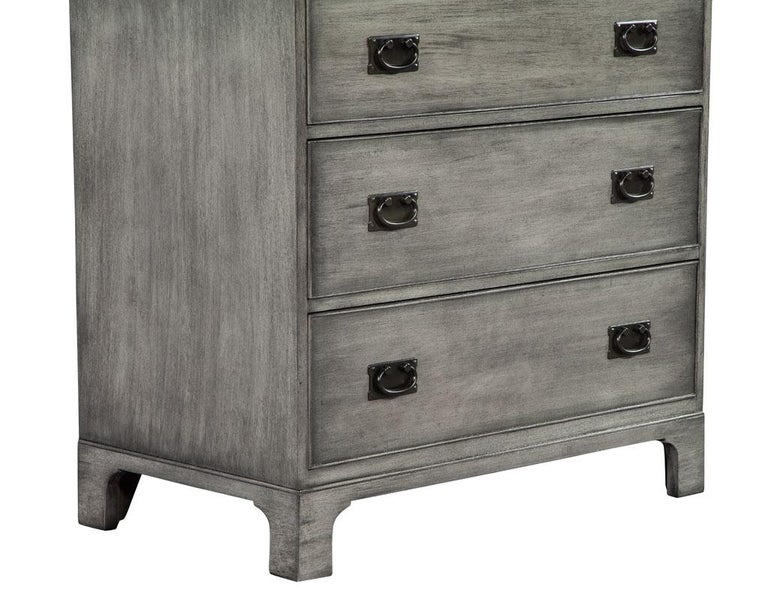 Pair of Modern Grey Distressed Chests by Kittinger For Sale at 1stDibs