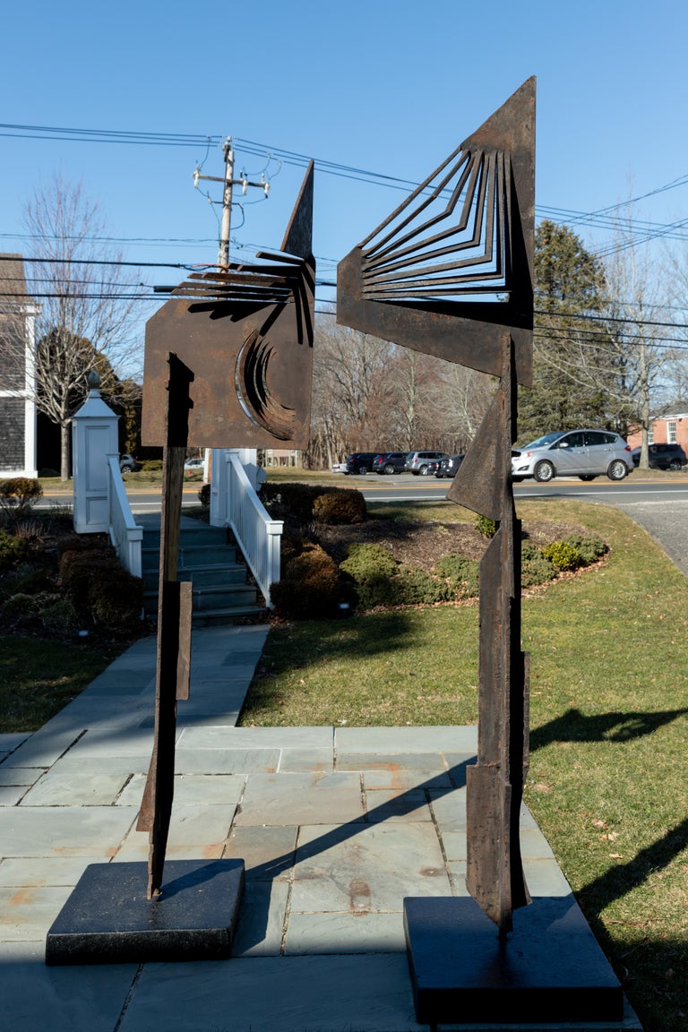 Pair of Modern Iron Sculptures in Male and Female Form For Sale at 1stDibs