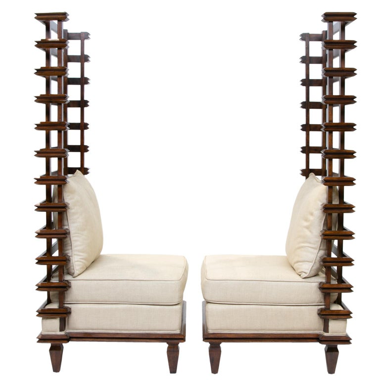 Pair of Modern Ladder Back Occasional Chairs at 1stDibs