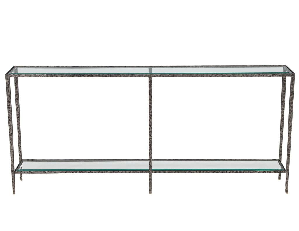 Pair of Modern Metal Console Tables with Hammered Details by Maitland ...