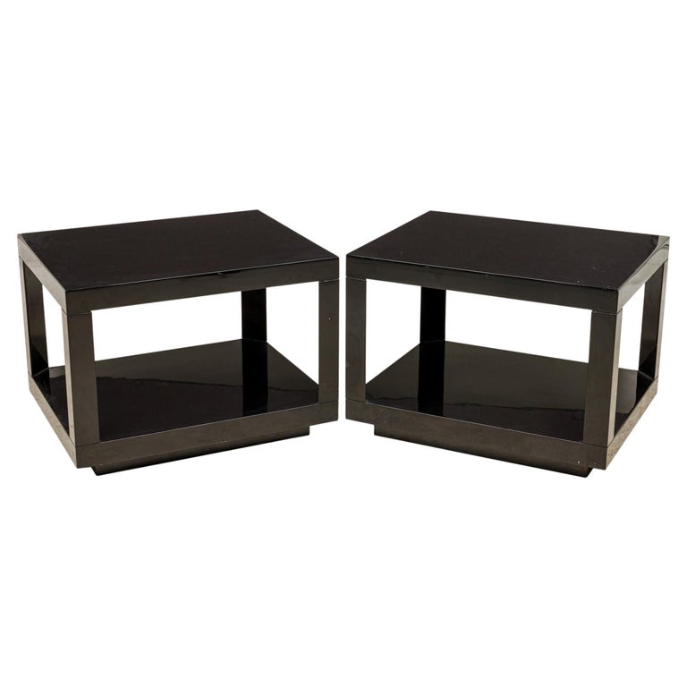 Pair of Modern Midnight Blue Lacquered Rectangular End / Side Tables ...