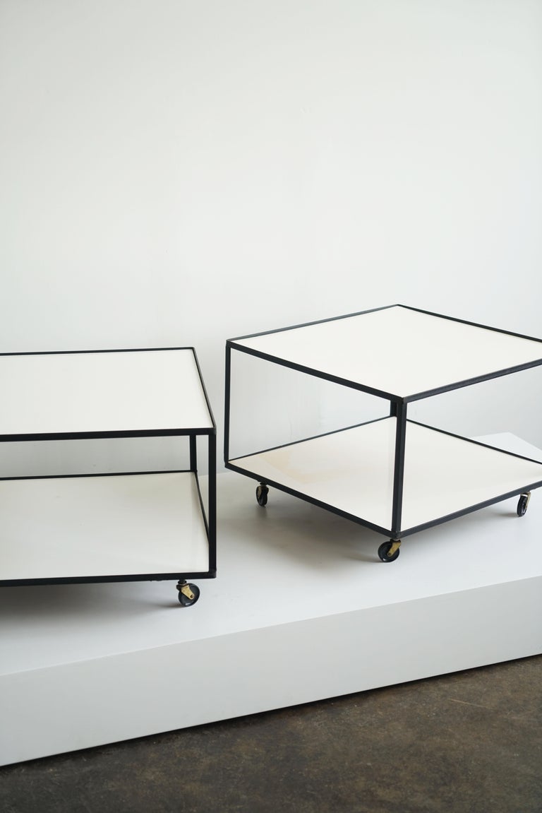George Nelson style Pair of Modern Minimalist Rolling Mobile Tables at ...