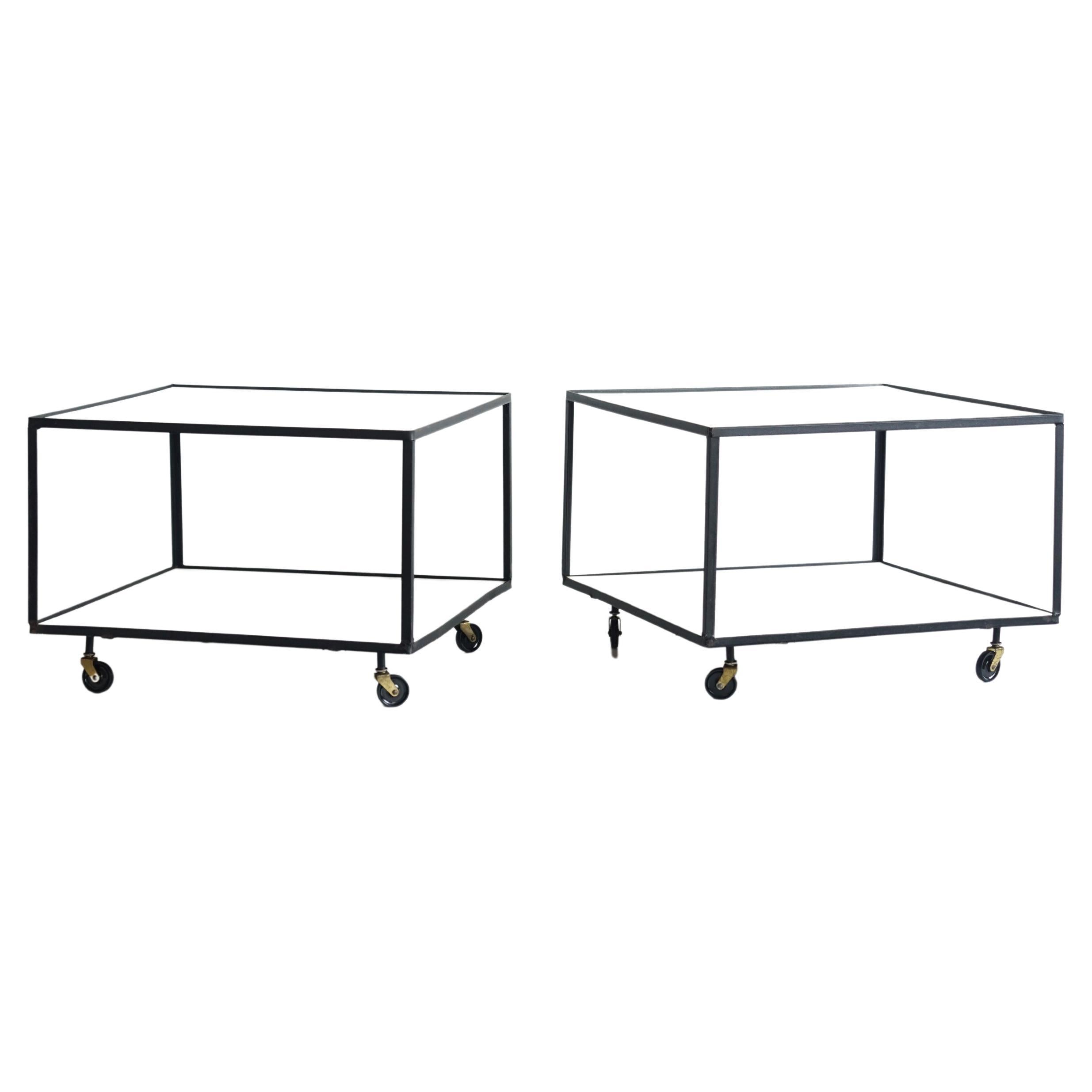 George Nelson style Pair of Modern Minimalist Rolling Mobile Tables at ...