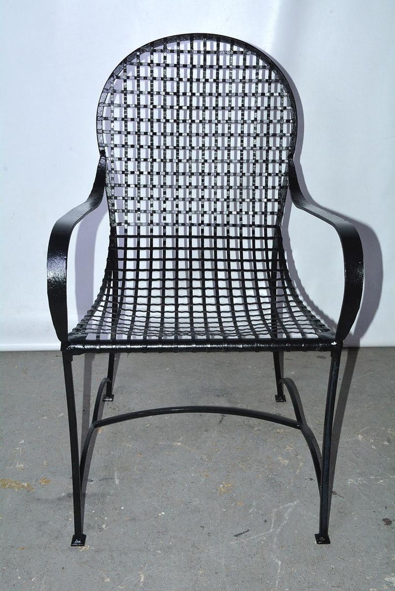 Pair of Modern Outdoor Wire Metal Arm Chairs and Coffee Table For Sale ...